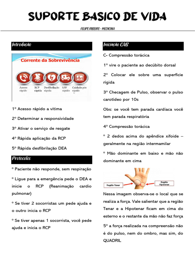 Estudo HAM 10 - Suporte Básico de VIDA | PDF | Reanimação ...