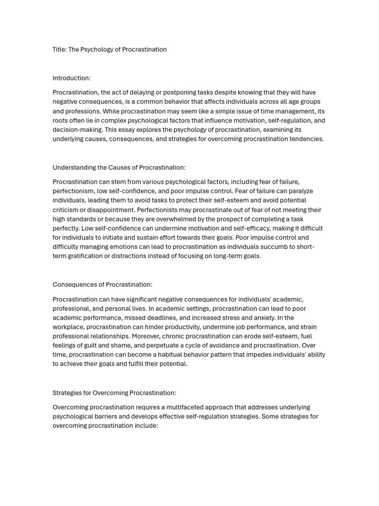 Procrastination | Download Free PDF | Procrastination | Professional Skills