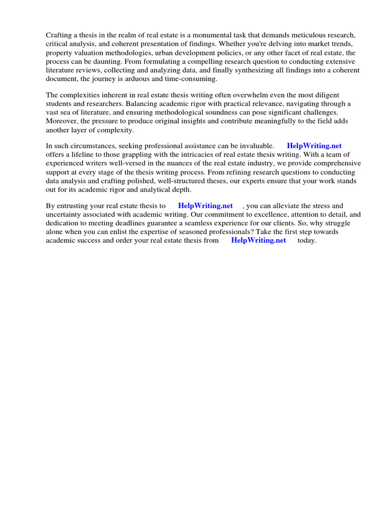 Real Estate Thesis PDF | PDF | Investing | Real Estate Appraisal