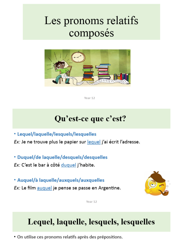 Pronoms relatifs composés en français | PDF