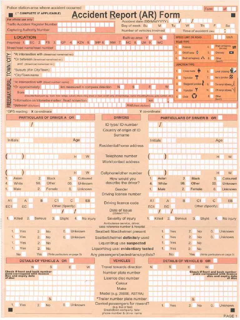 Accident - Rorm (AR) Form | PDF