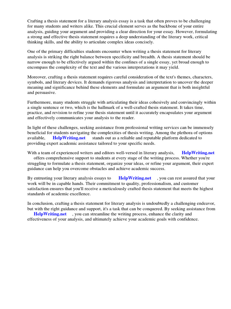 How To Make A Thesis Statement For Literary Analysis | PDF | Essays ...