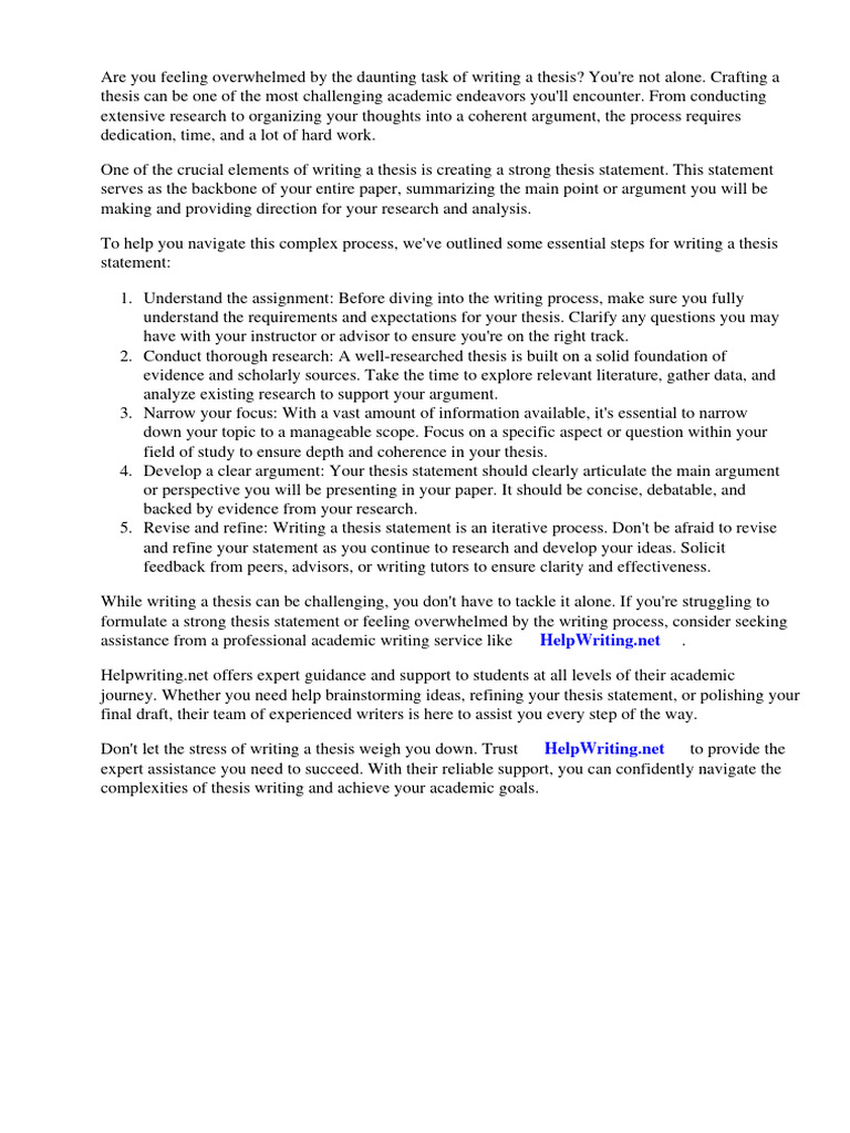 Steps Writing Thesis Statement | PDF | Thesis | Essays Steps Writing Thesis Statement | PDF | Thesis | Essays