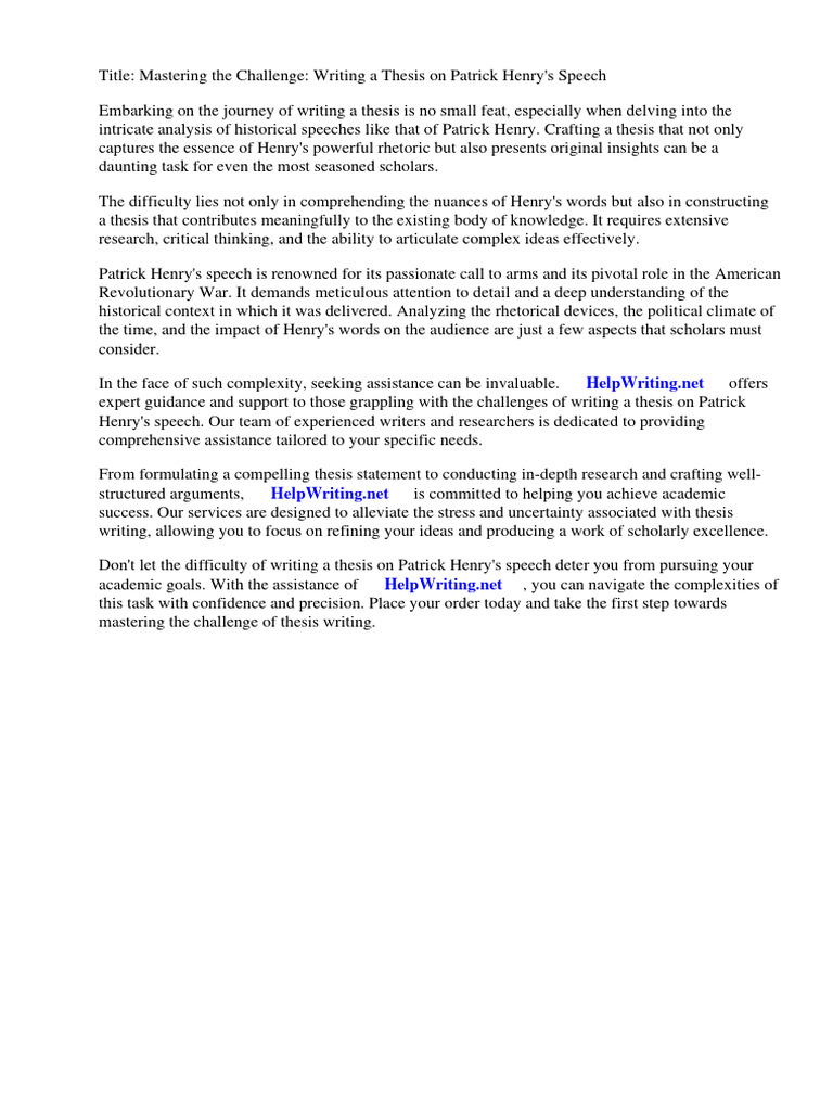 Thesis of Patrick Henrys Speech | PDF | Thesis