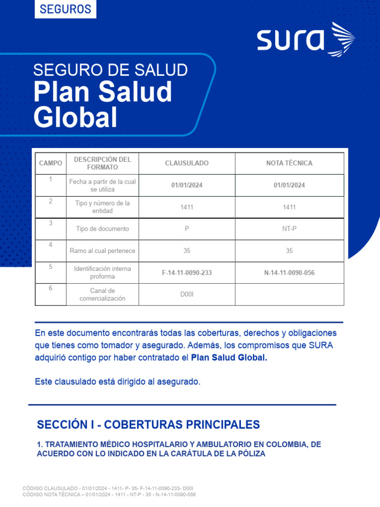 Seguro+de+Salud Plan+Salud+Global | PDF | Póliza de seguros | El embarazo