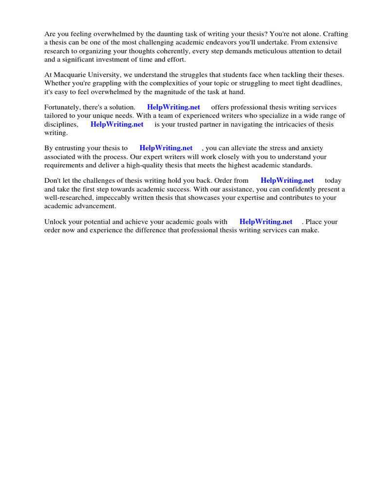 Macquarie University Thesis Collection | PDF | Thesis | Postgraduate ...