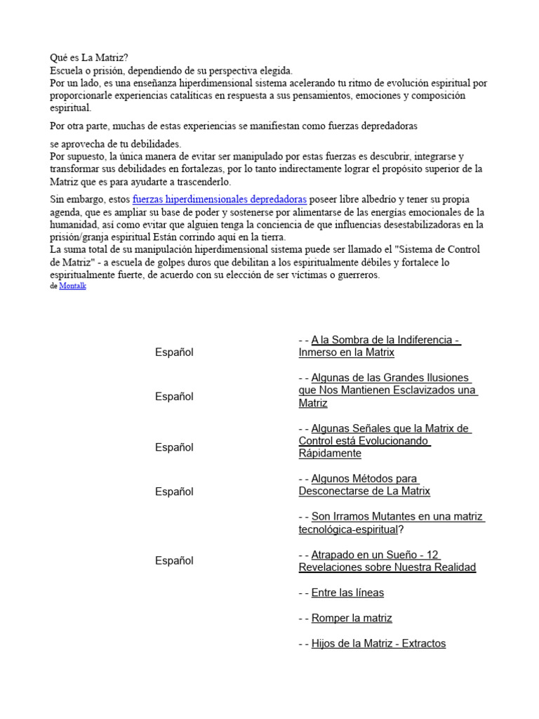 Que Es La Matrix | PDF | Platón | Realidad