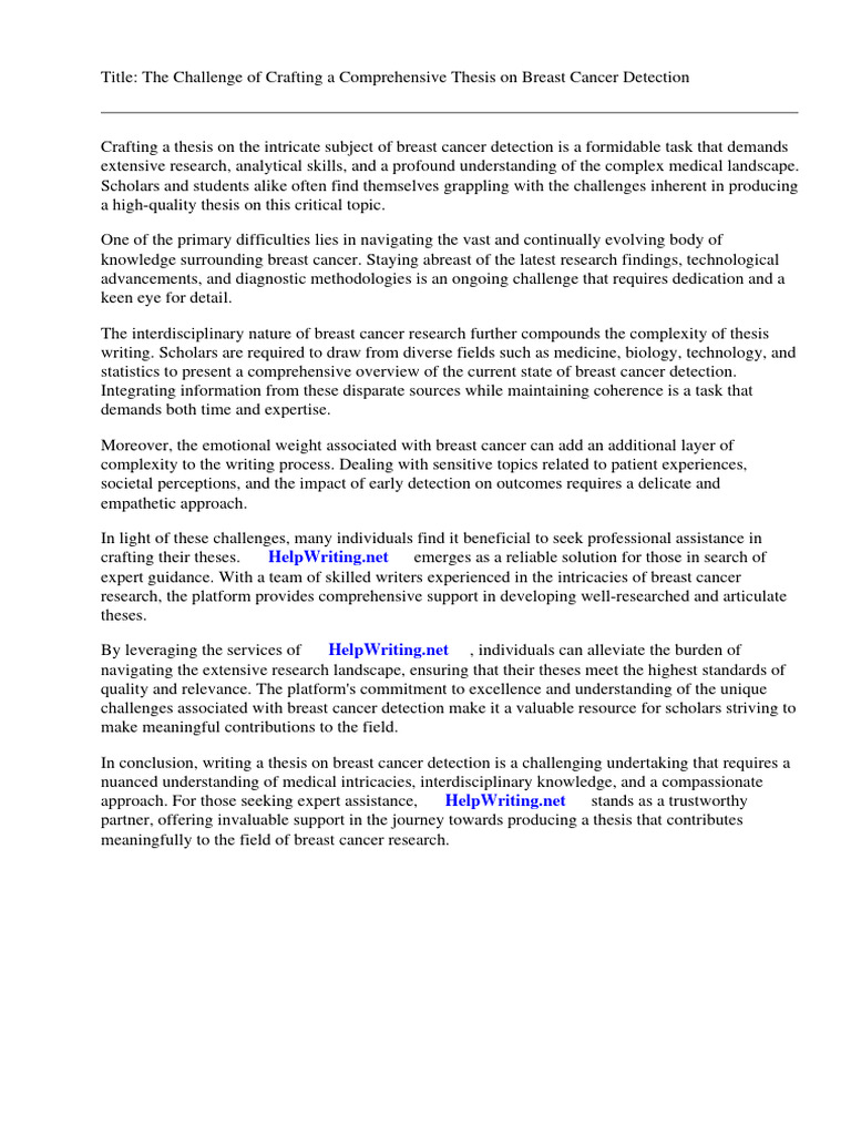 Thesis on Breast Cancer Detection | PDF | Mammography | Cancer