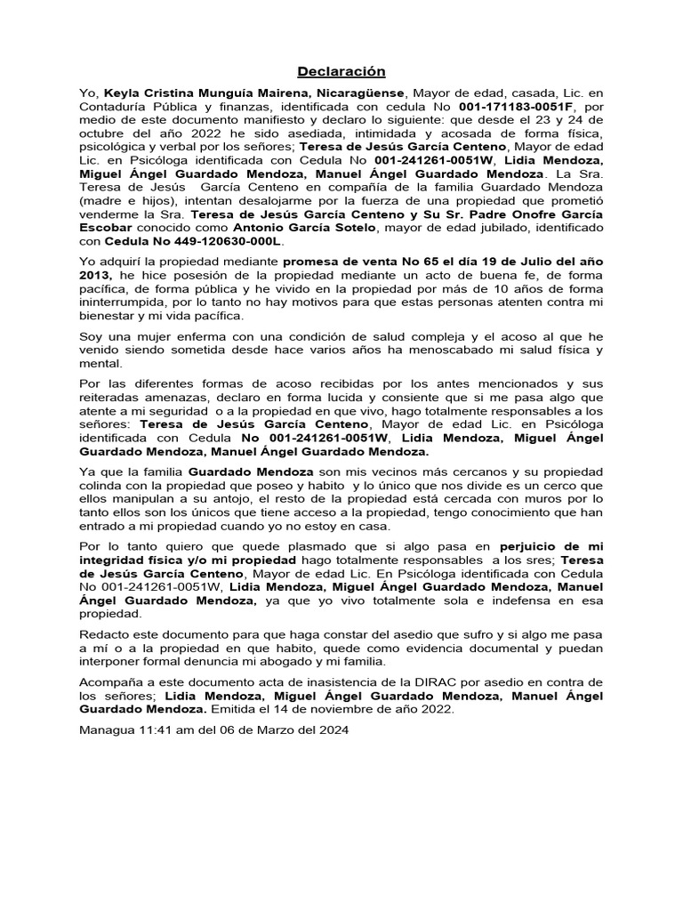 Declaracion KM | PDF