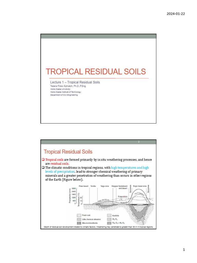 Lecture Note - Tropical Residual Soils Rev Jan 2024 | PDF | Soil | Rock (Geology)