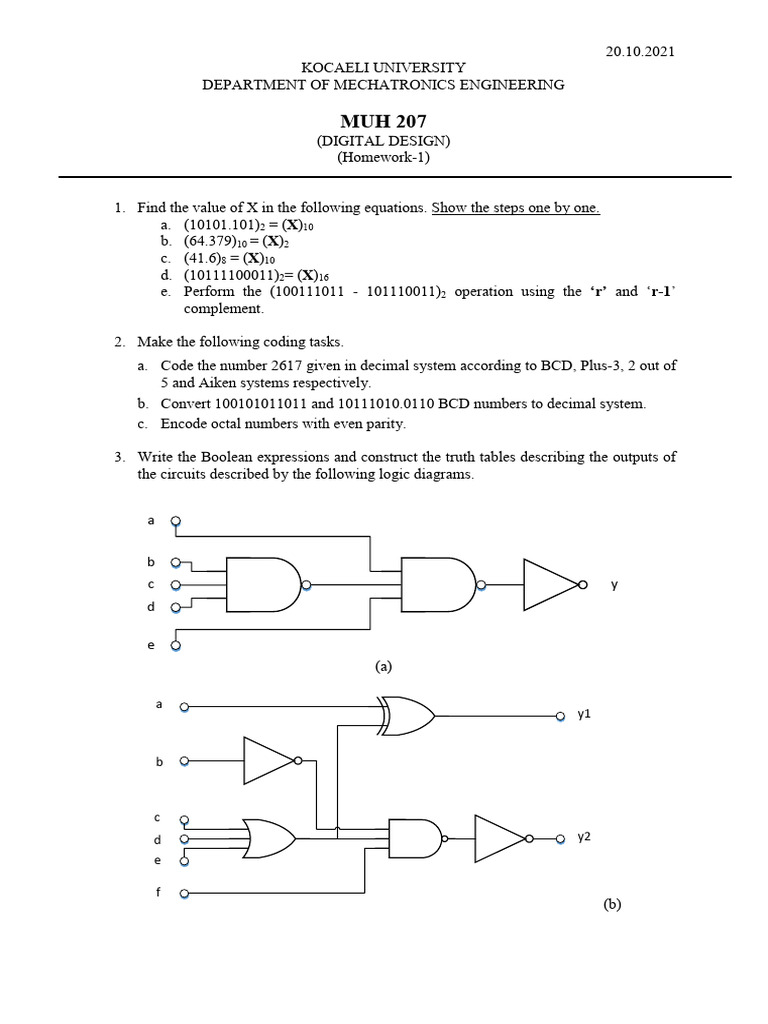 Digital Design HW1 | PDF | Boolean Algebra | Teaching Mathematics