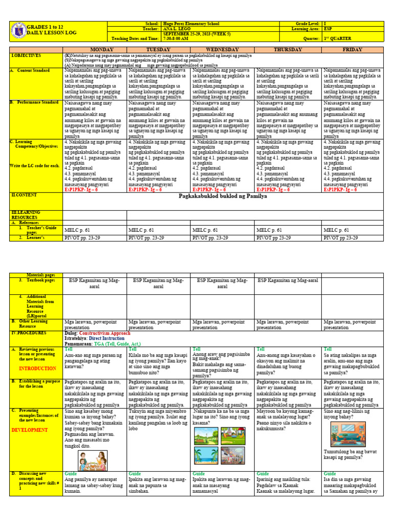 DLL Esp-1 Q1 W5 | PDF