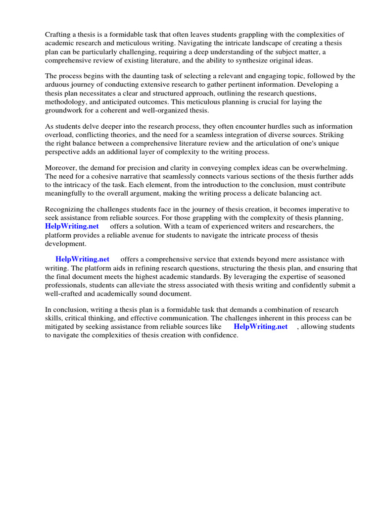 Thesis Plan Example | PDF | Thesis | Essays