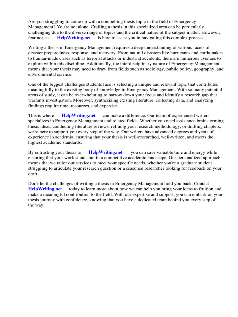 Emergency Management Thesis Ideas | PDF | Emergency Management | Emergency