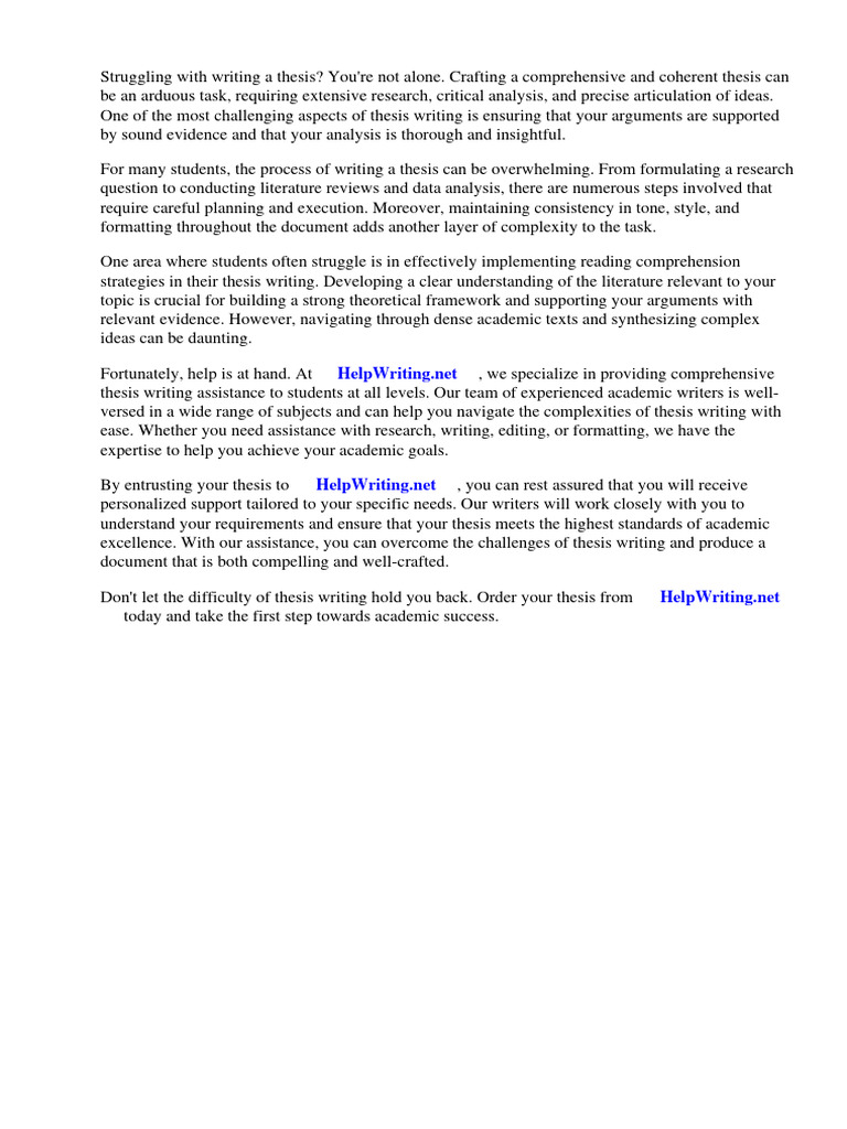 Reading Comprehension Strategies Thesis PDF | PDF | Reading ...