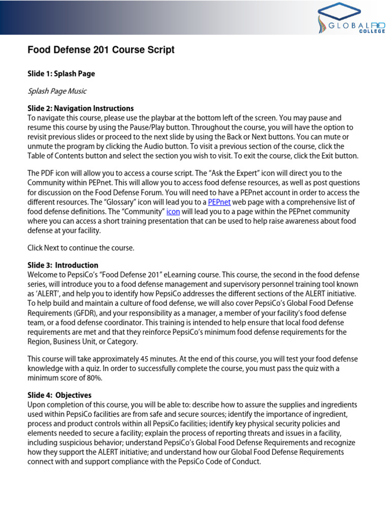 Food-Defense-Course-Script | PDF | Vulnerability (Computing)