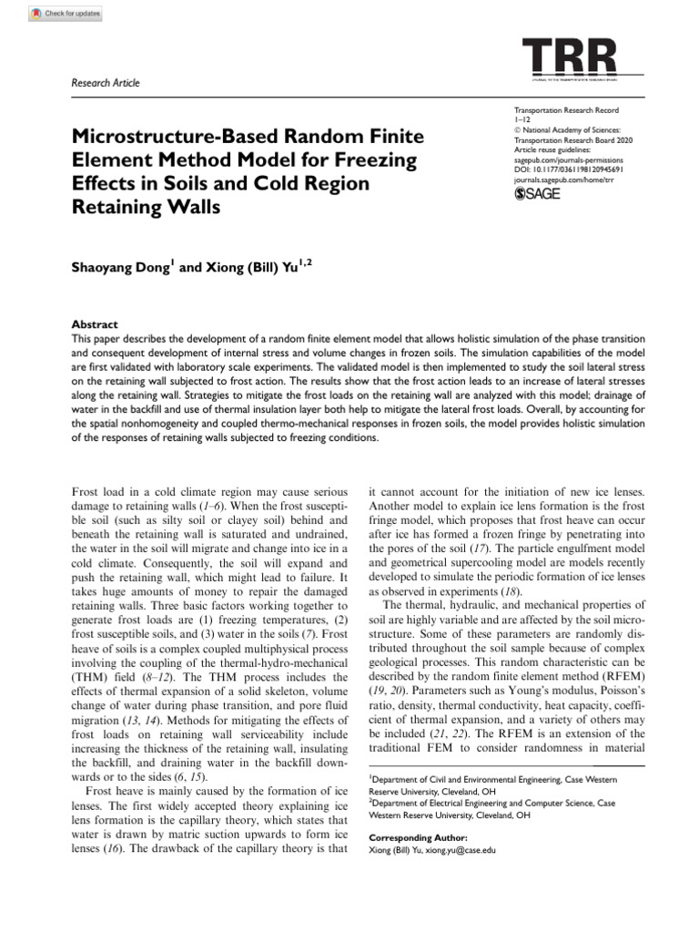 Microstructure Based Random Finite Element Method Model For Freezing