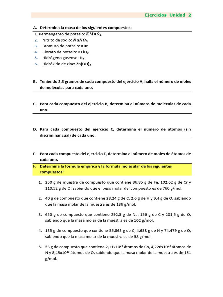 U2_Ejercicios de aplicación | PDF | Materiales | Química Física