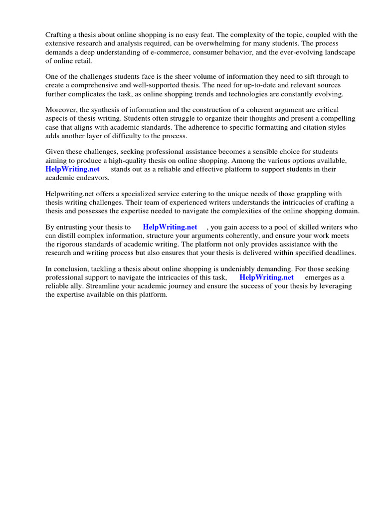 Thesis About Online Shopping | PDF | Thesis | Retail