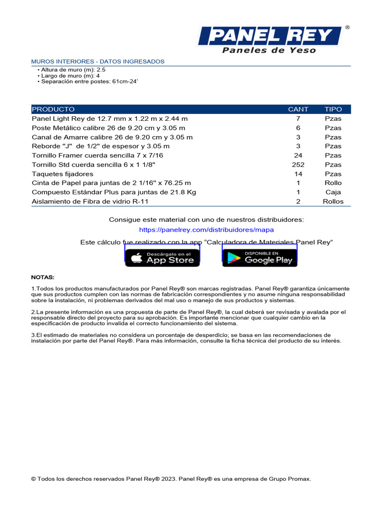 Materiales Recomendados Panel Rey | PDF