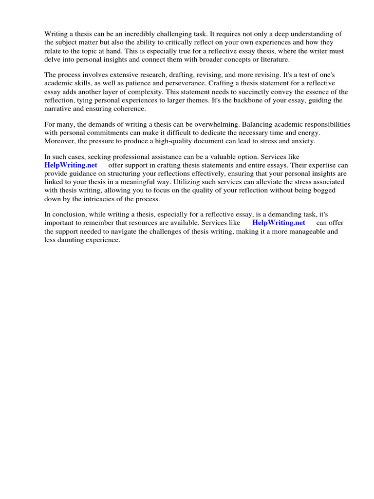 Example Thesis Statement Reflective Essay | PDF | Essays | Experience
