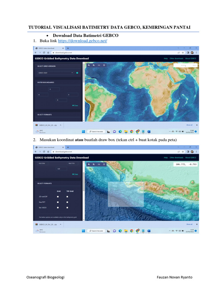 Tutorial Visualisasi Batimetry Data Gebco | PDF
