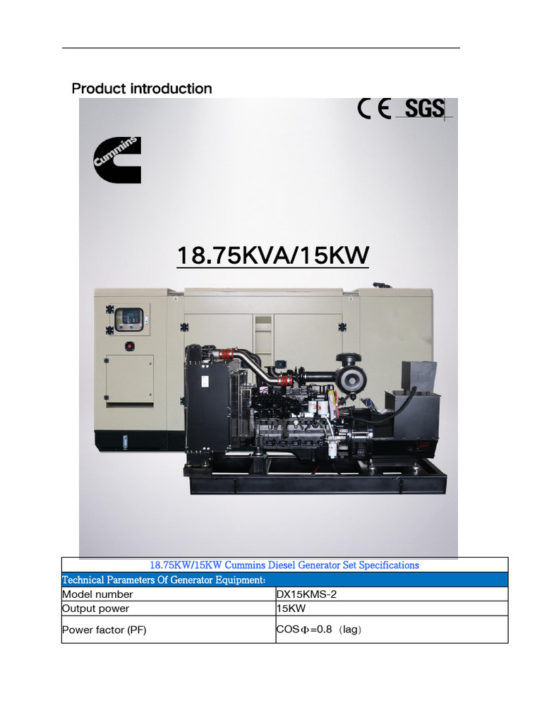 Cummins 15KW | PDF | Diesel Engine | Mains Electricity