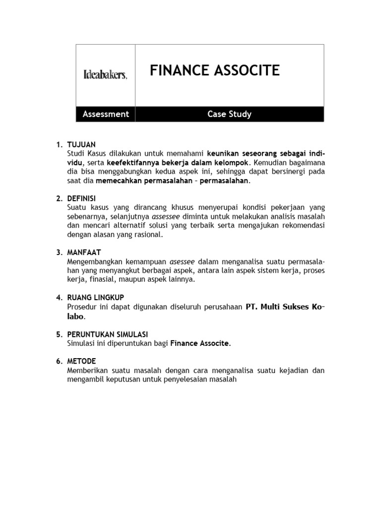 Case Study - Finance Associte | PDF