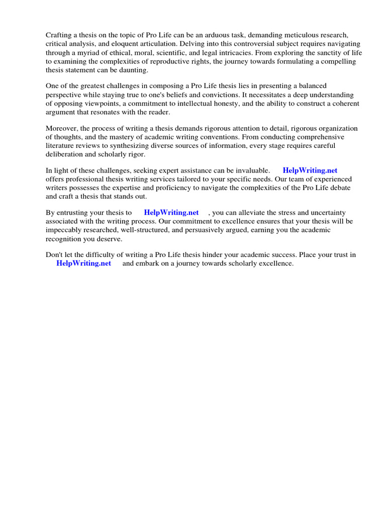 Pro Life Thesis Statement | PDF | Abortion | Anti Abortion Movements