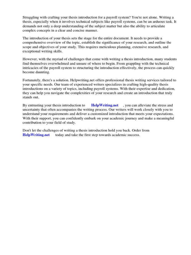 Thesis Introduction Payroll System | PDF | Thesis | Payroll