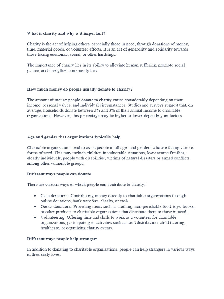 Understanding Charity and Its Importance | PDF | Donation | Charitable ...