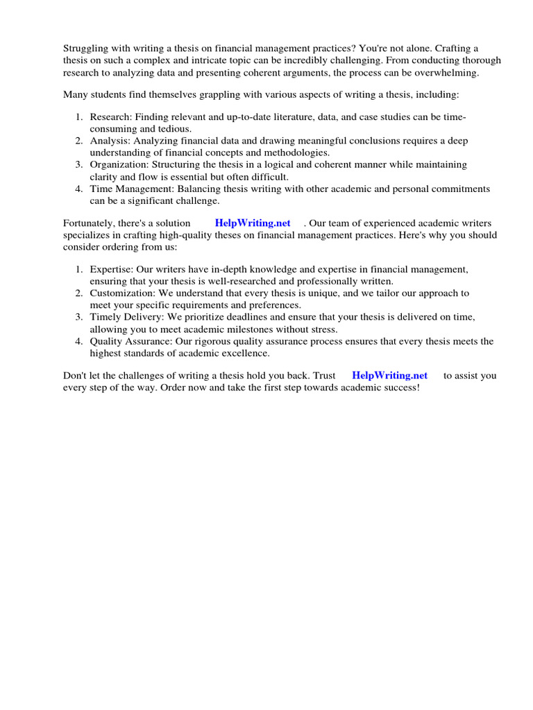 Thesis On Financial Management Practices | PDF | Financial Capital ...