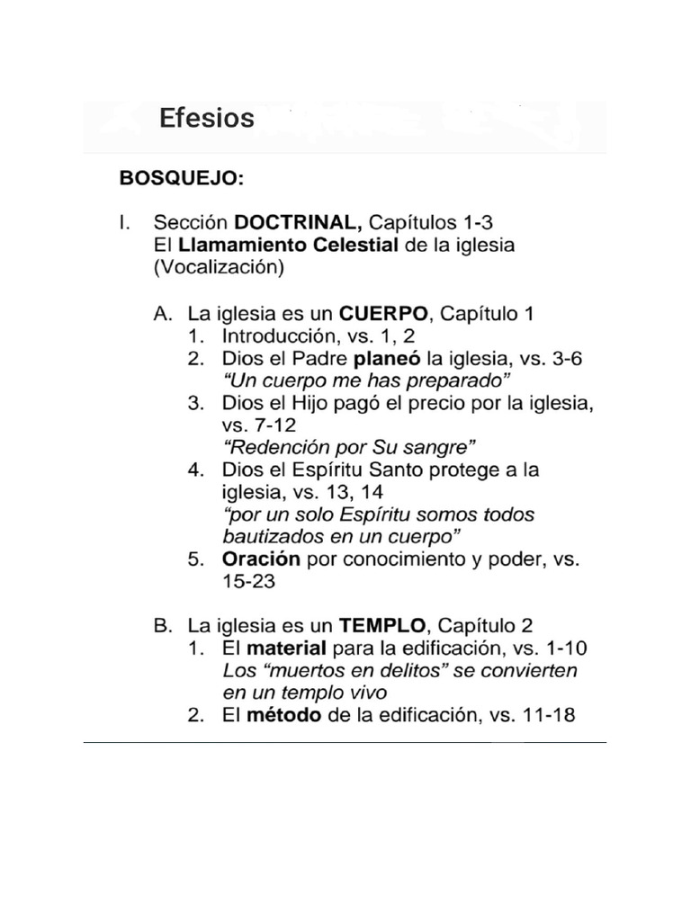Efesios Bosquejo | PDF