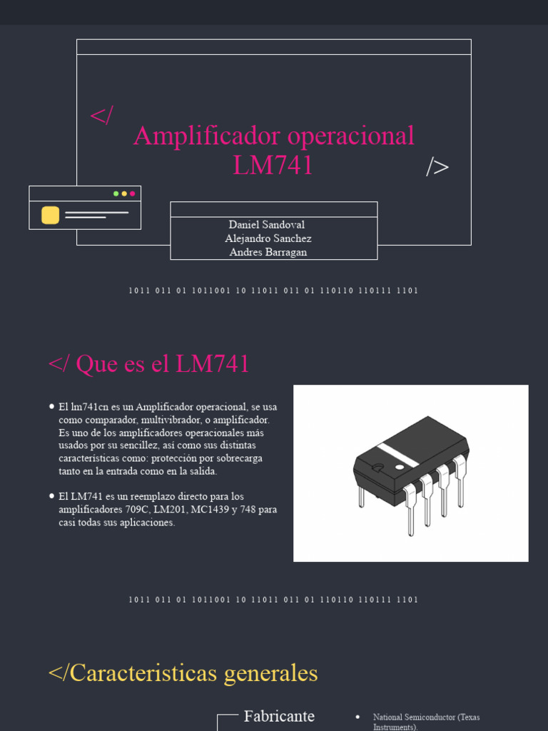 Presentacion LM741 | PDF | Circuitos análogos | Circuitos electrónicos