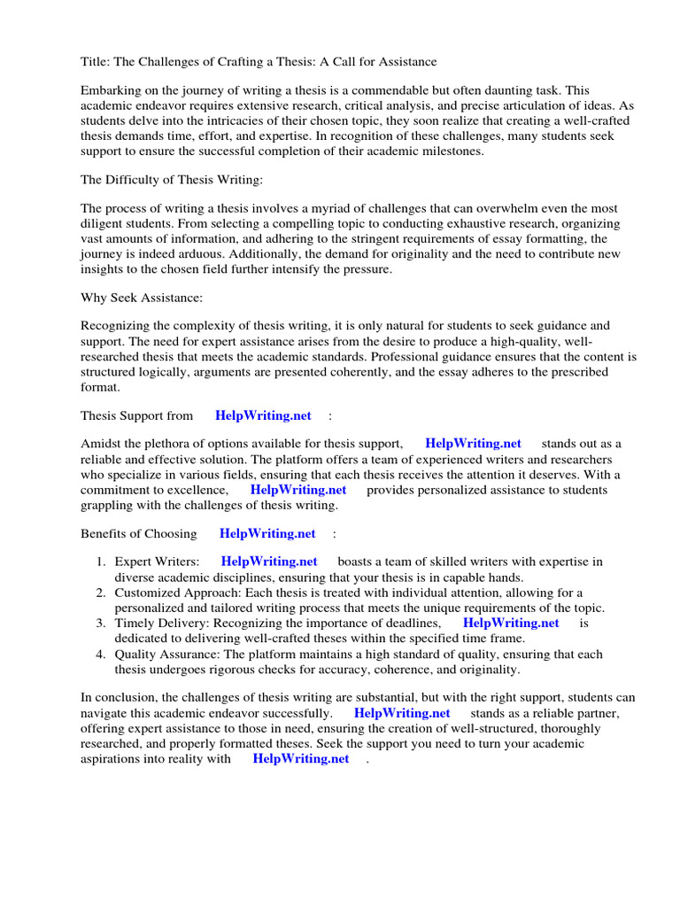 Thesis Support Essay Format | PDF | Essays | Thesis