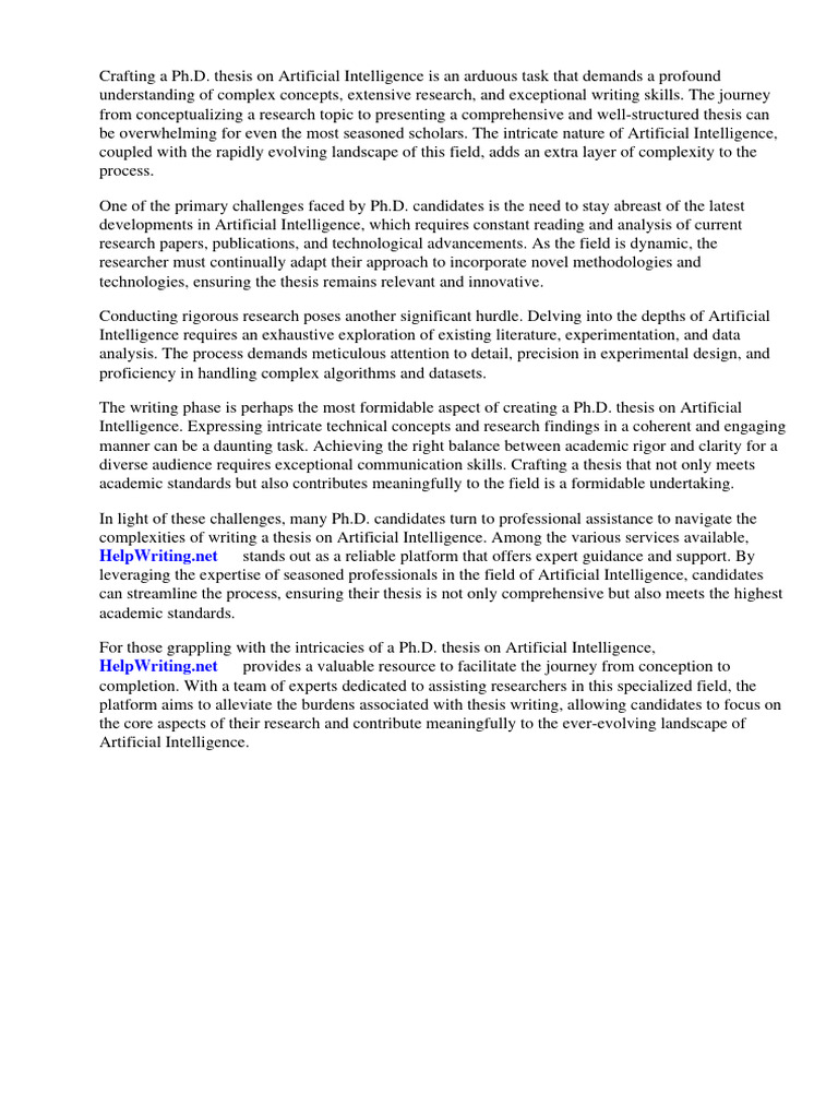 Ph.D. Thesis Guide: Artificial Intelligence | PDF | Artificial Intelligence | Intelligence (AI ...
