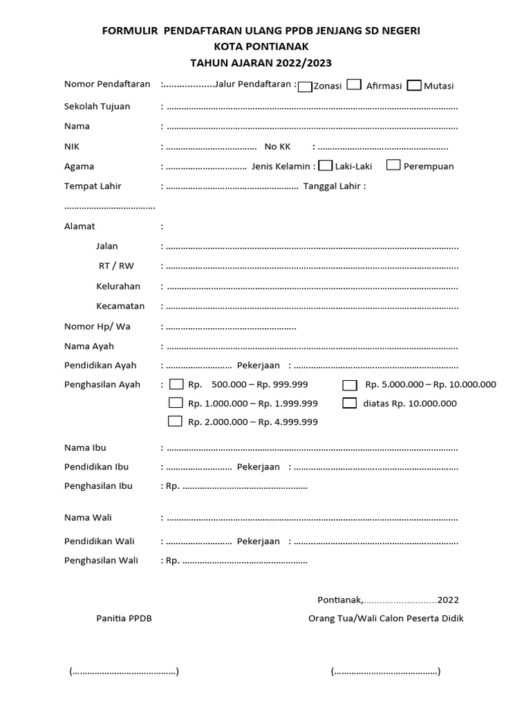 Formulir PPDB 2022 | PDF | Game & Aktivitas