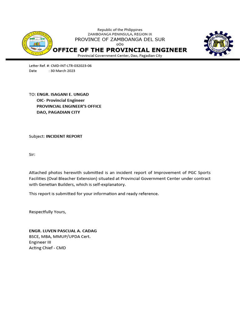 Letter Incident Report | PDF