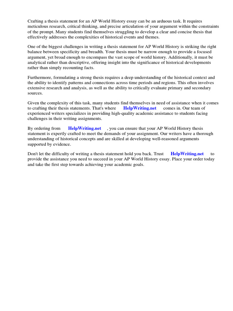AP World History Thesis Statements | PDF | Essays | Thesis