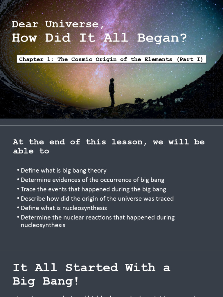 The Cosmic Origin of The Elements (Part I) | PDF | Big Bang | Stars