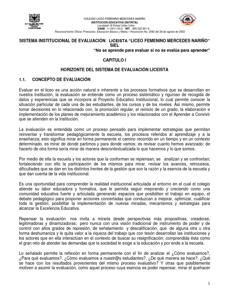 Siel Actualizado y Aprobado 2019 | PDF | Evaluación | Aprendizaje Siel Actualizado y Aprobado 2019 | PDF | Evaluación | Aprendizaje