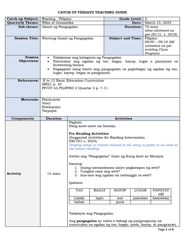 Grade2 Filipino Reading Catch Up Friday Pdf