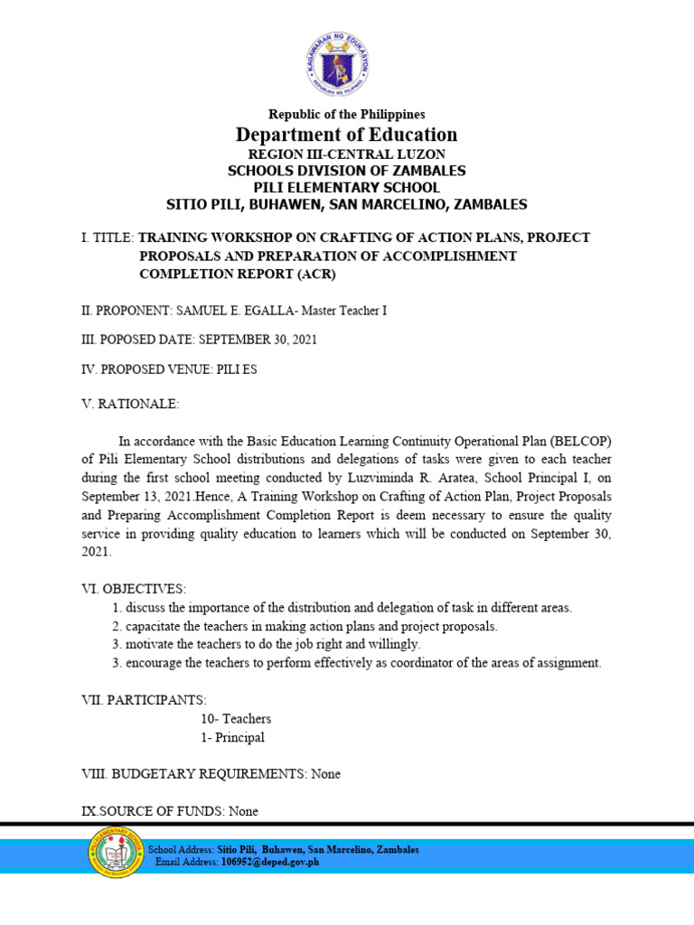 Action Plan & Proposal Workshop | PDF | Learning