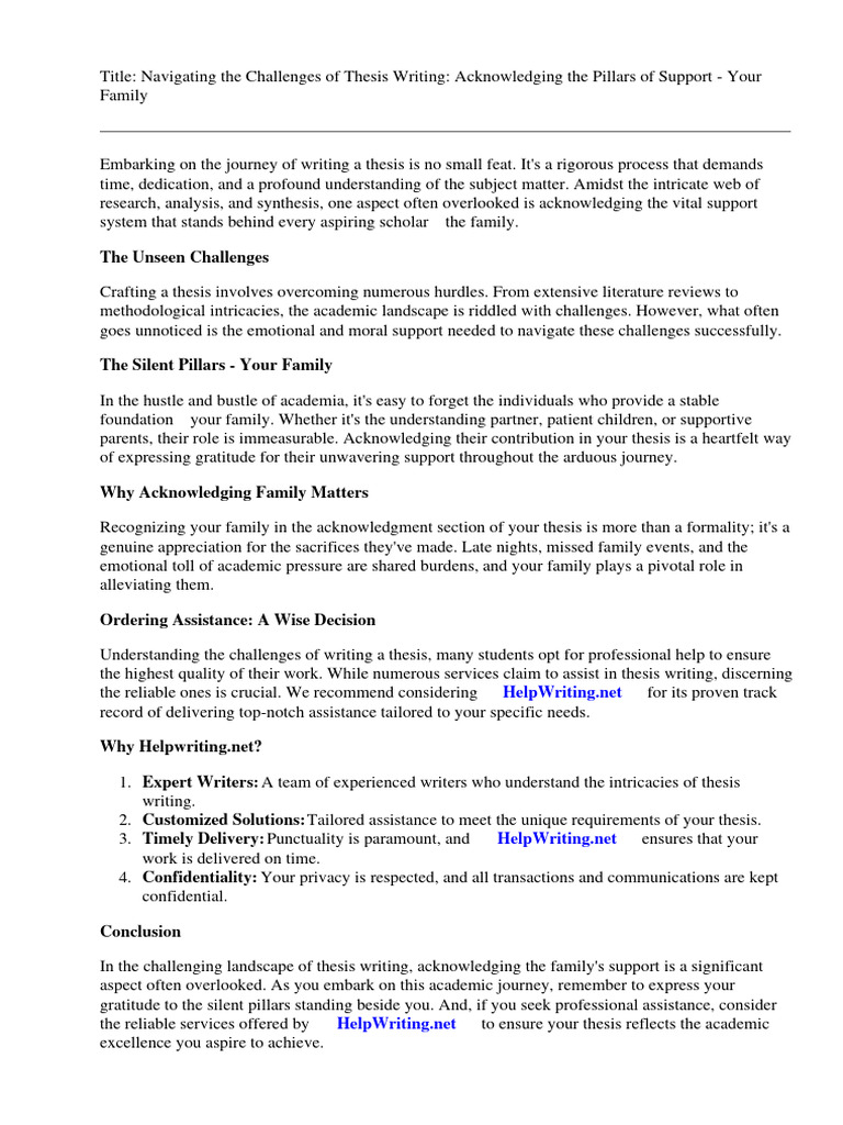 Thesis Acknowledgement Family | PDF | Thesis | Doctor Of Philosophy