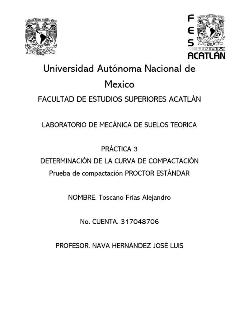 Práctica 3 Proctor Estándar | PDF | Agua | Suelo