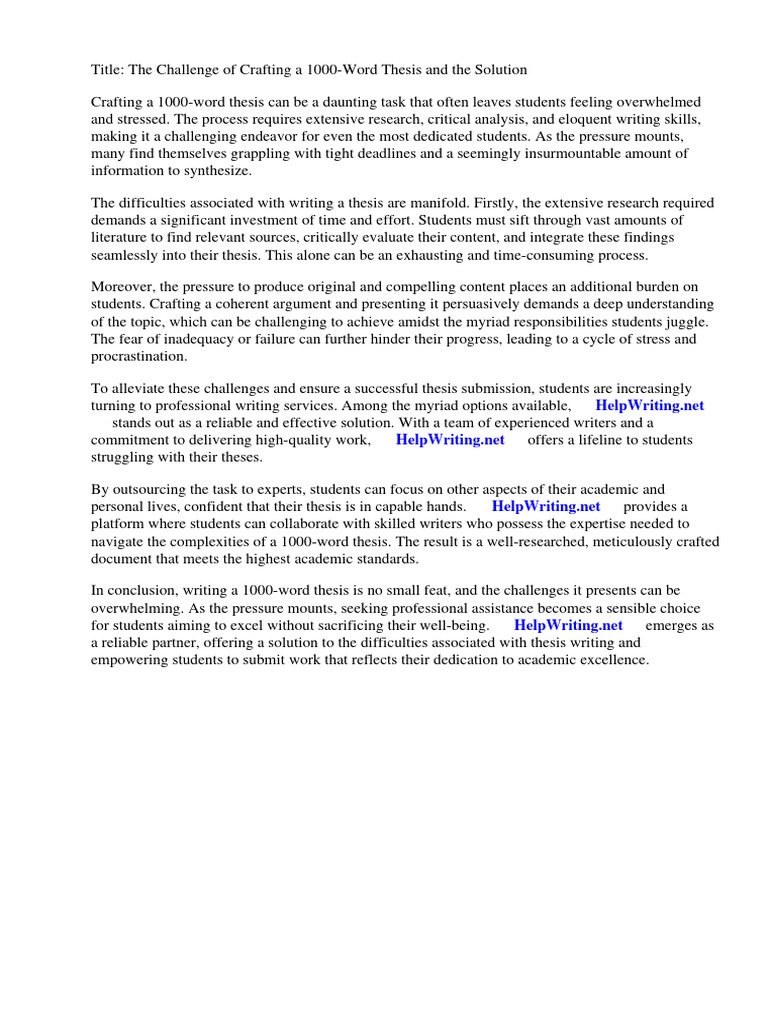 1000 Thesis | PDF | Thesis | Expert