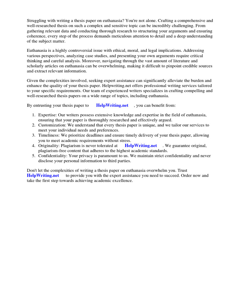 Thesis Paper On Euthanasia | PDF | Terminal Illness | Death