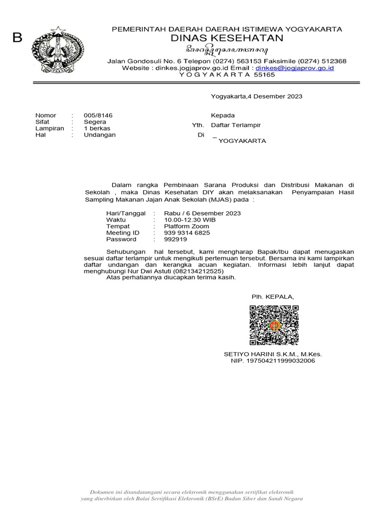 Undangan Pemaparan Hasil Sampling MJAS | PDF