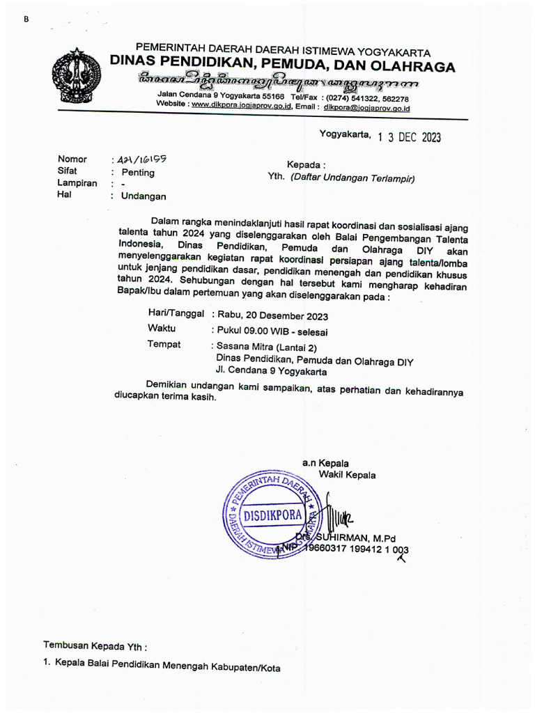 Undangan Rakor Ajang Talenta 2024 | PDF