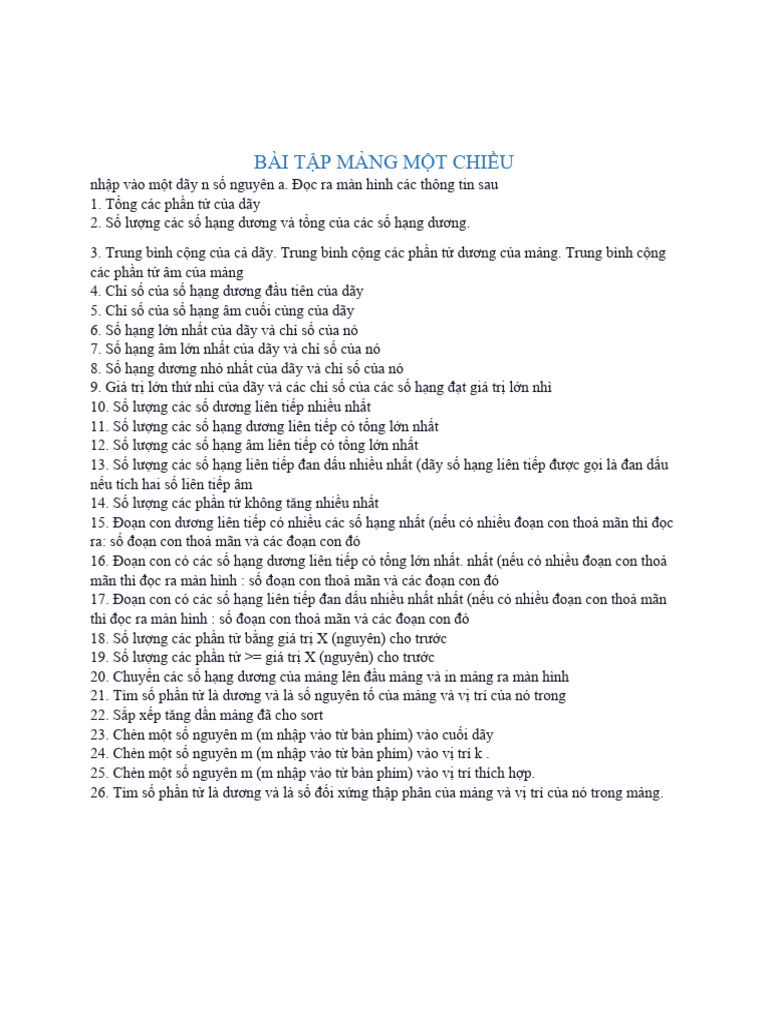 Bai Tap Mang 1 Chieu | PDF